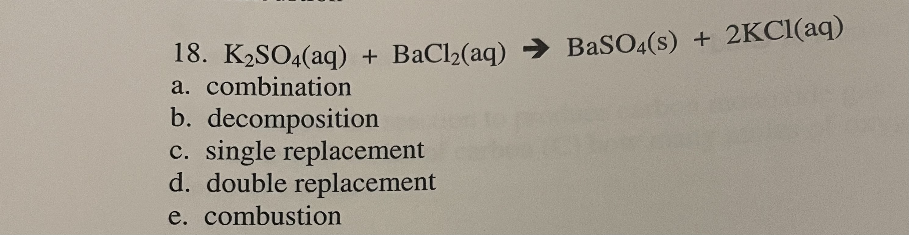 Solved K2SO4(aq)+BaCl2(aq)→BaSO4(s)+2KCl(aq)a. | Chegg.com