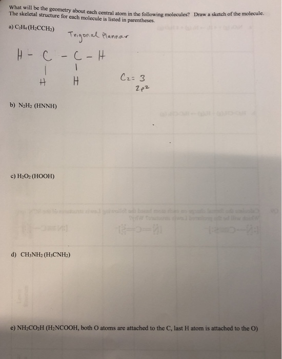 Solved What will be the geometry about each central atom in | Chegg.com