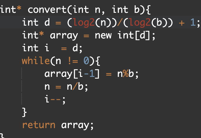int* convert(int n, int b) \{ int | Chegg.com