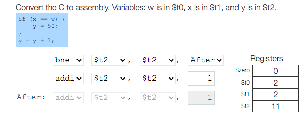 Solved Convert the C to assembly. x is DM[5000). y is | Chegg.com