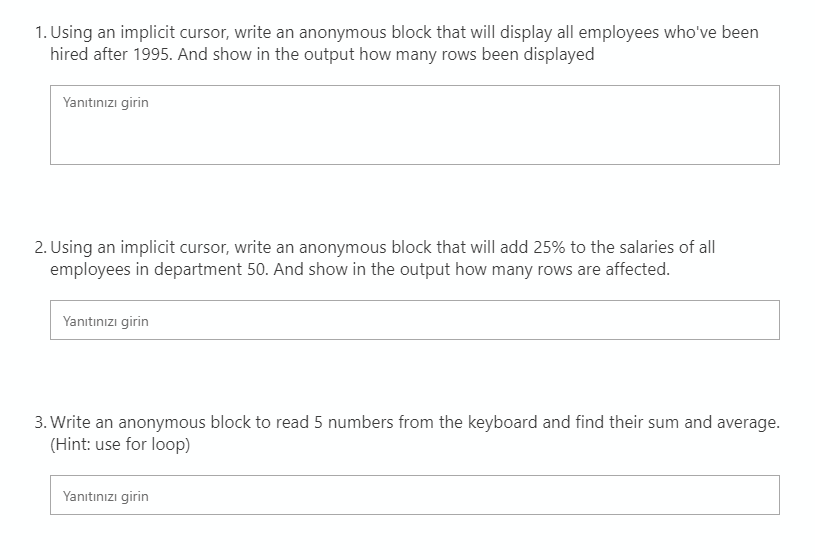 Solved 1. Using an implicit cursor, write an anonymous block | Chegg.com
