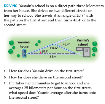 Solved DRIVING Yasmin's school is on a direct path three | Chegg.com