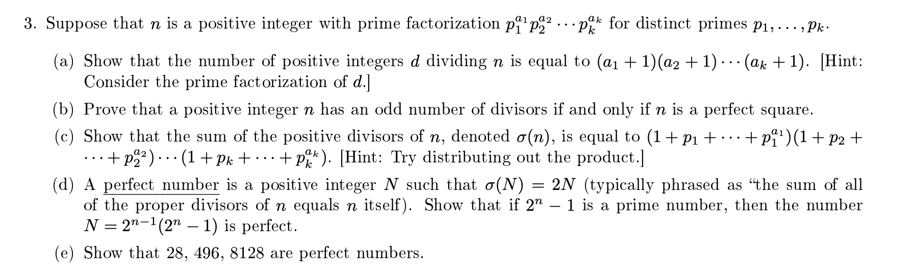 Solved 3. Suppose that n is a positive integer with prime | Chegg.com