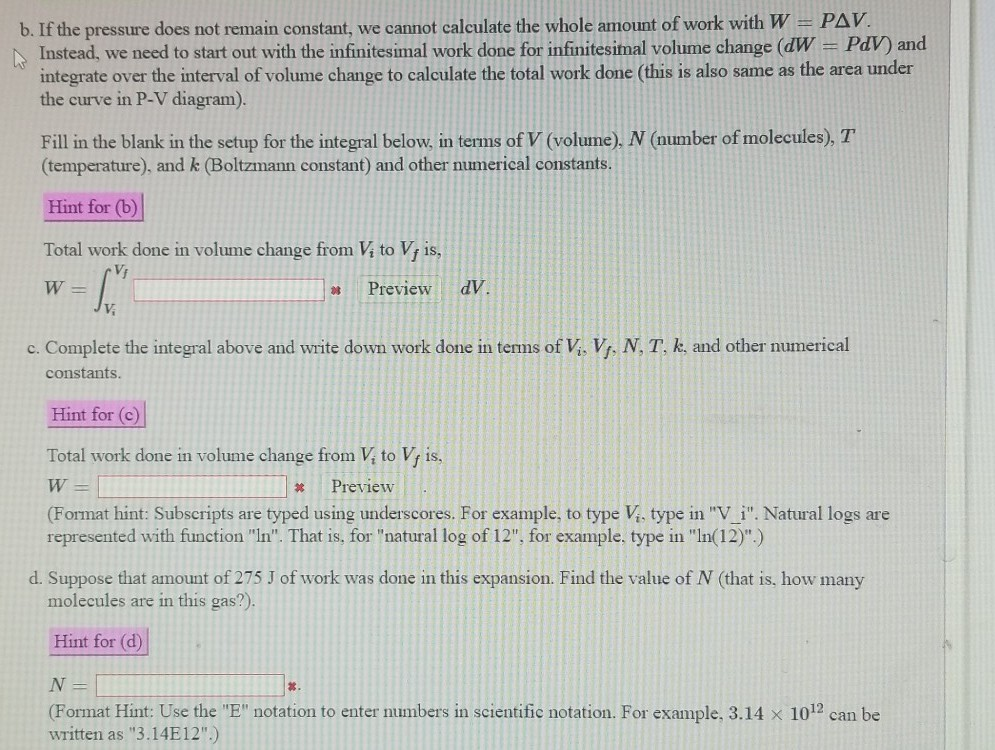 Solved b. If the pressure does not remain constant, we | Chegg.com