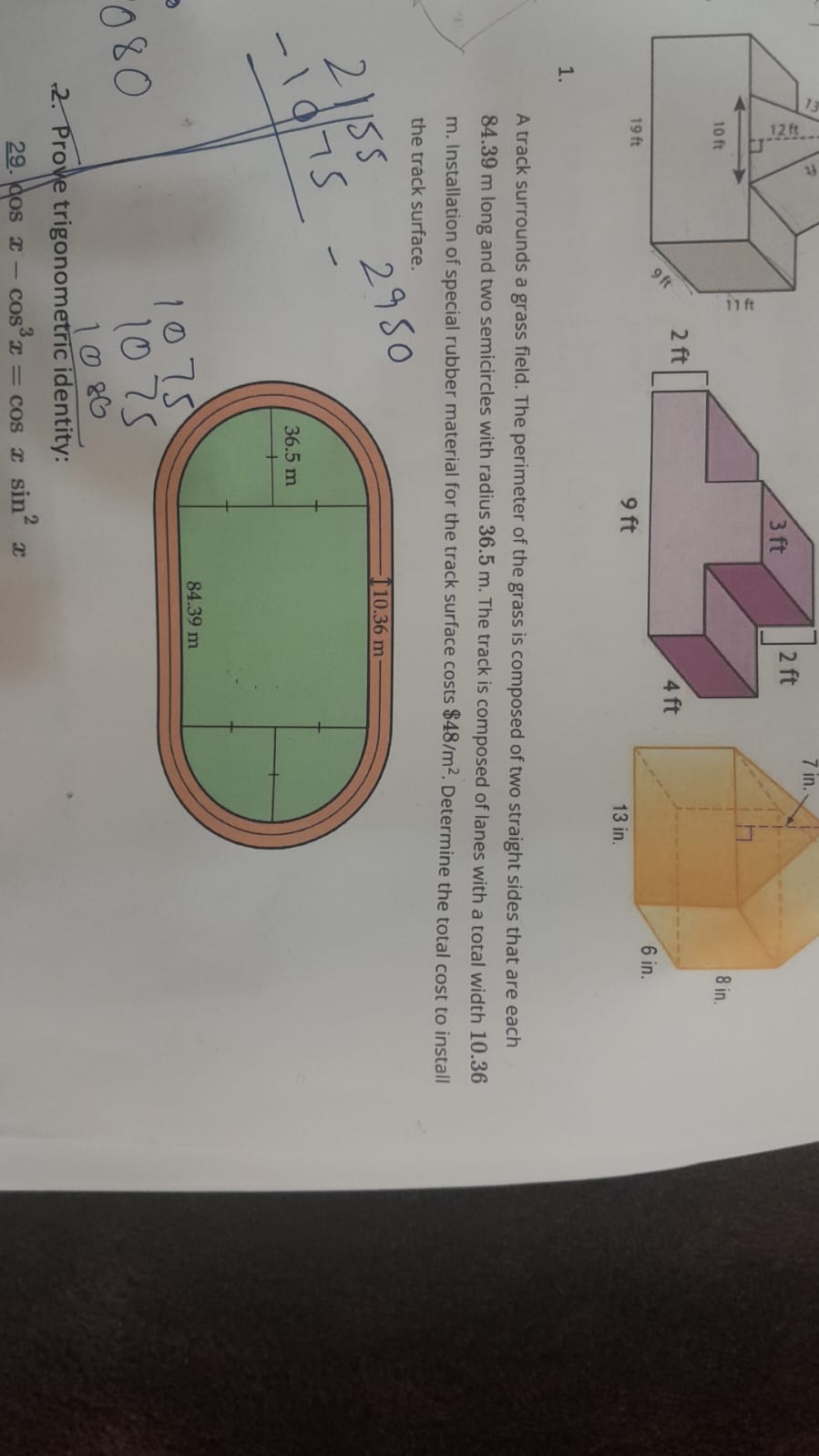 Solved A track surrounds a grass field. The perimeter of the | Chegg.com