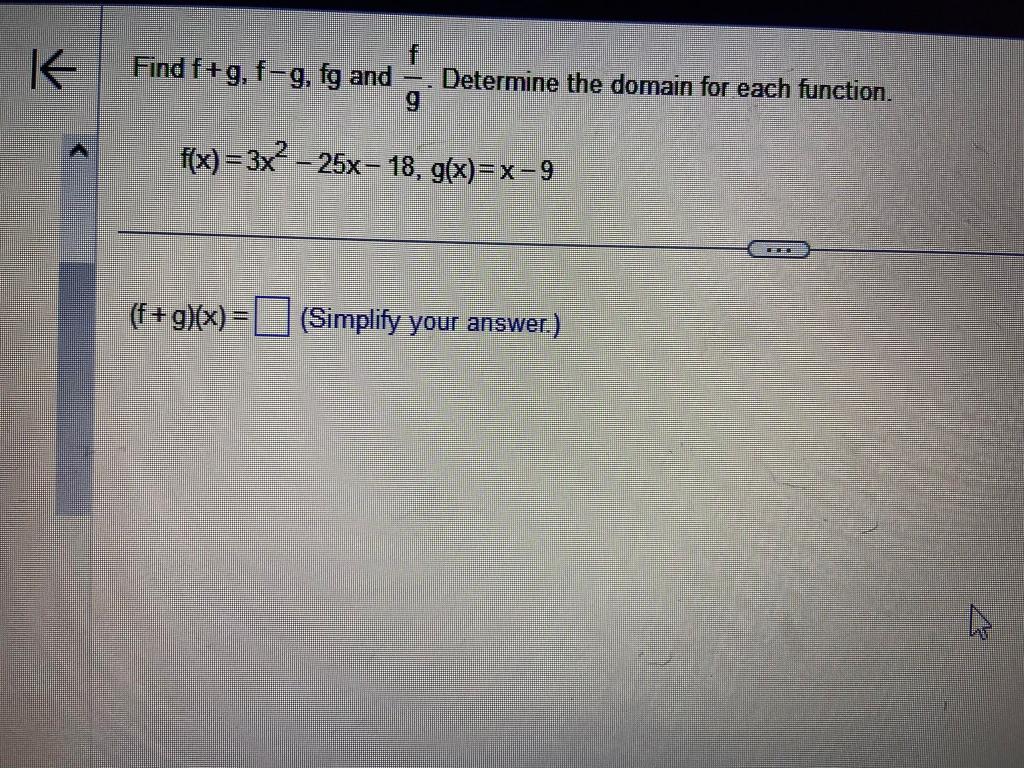 Solved Find f+g,f−g,fg and gf. Determine the domain for each | Chegg.com