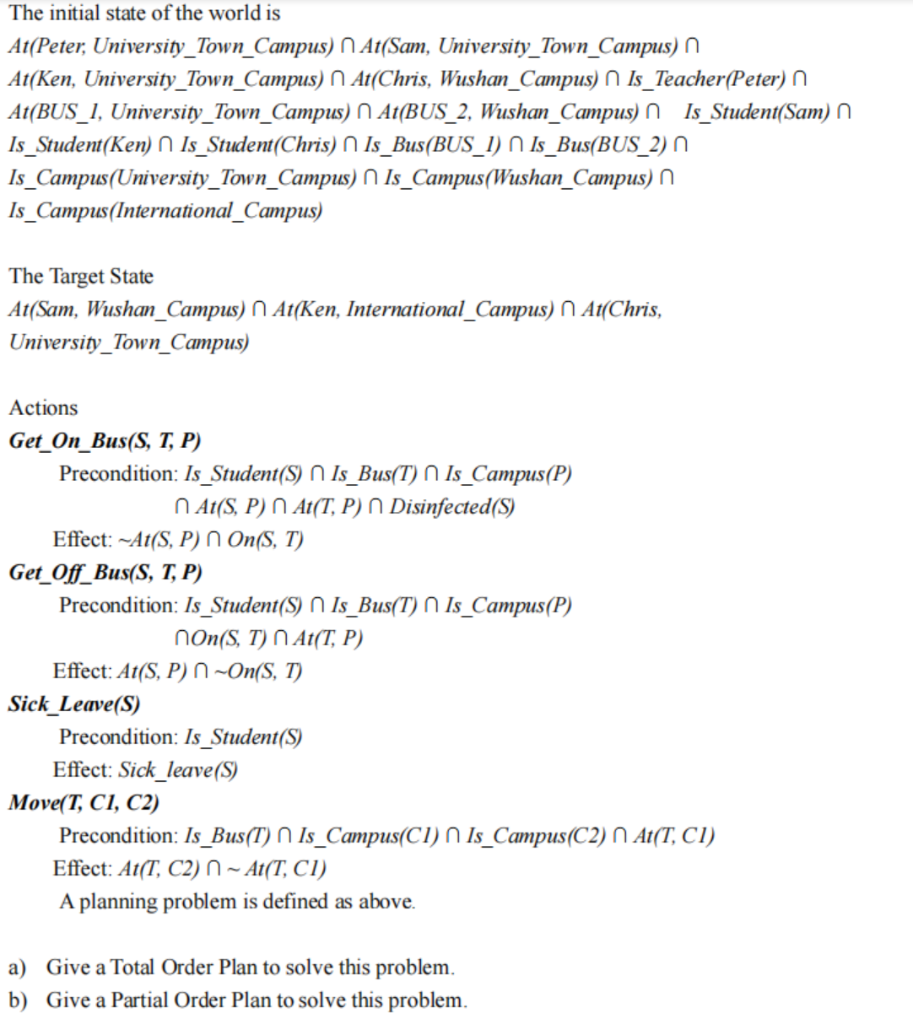 Solved Q4 The initial state of the world is At(Peter, | Chegg.com