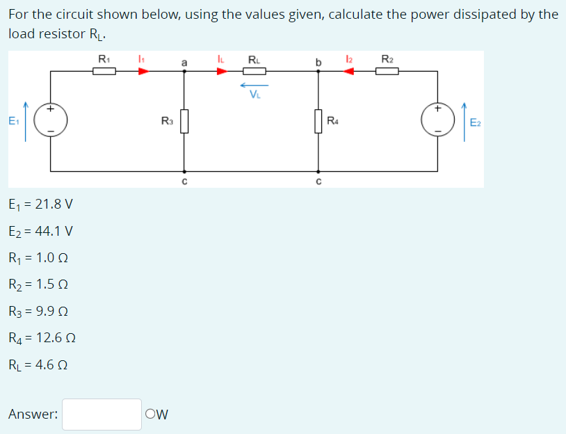 Solved For the circuit shown below, using the values given, | Chegg.com