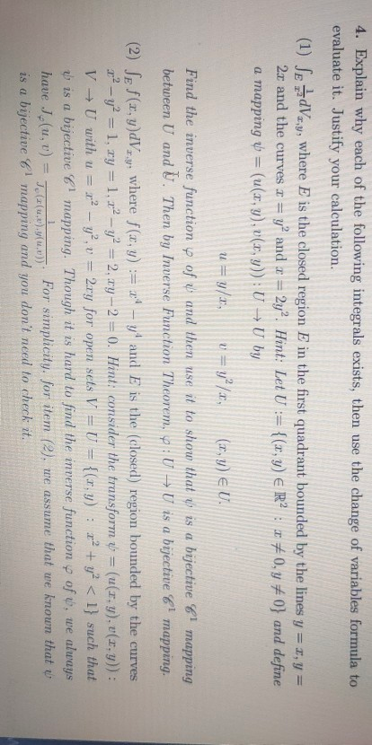 4. Explain why each of the following integrals | Chegg.com