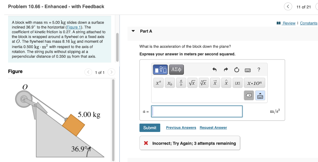 Solved A block with mass m=5.00 kg slides down a surface | Chegg.com