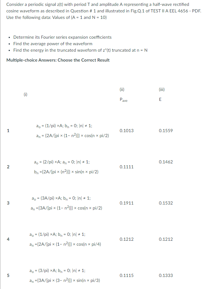Solved Question # 1 (3 Marks) Consider a periodic signal | Chegg.com