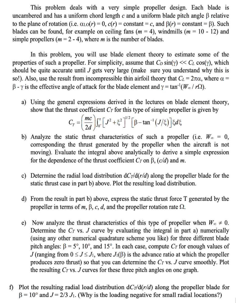 This problem deals with a very simple propeller | Chegg.com