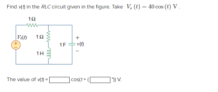 Solved Find v(t) in the RLC circuit given in the figure. | Chegg.com