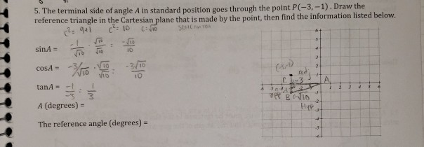 Solved 5. The terminal side of angle A in standard position | Chegg.com