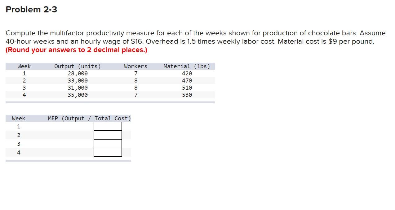 Solved Compute the multifactor productivity measure for each | Chegg.com