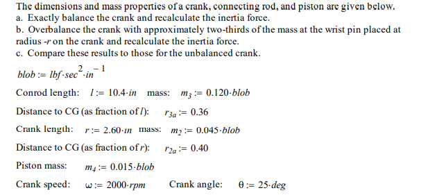 Solved The dimensions and mass properties of a crank, | Chegg.com