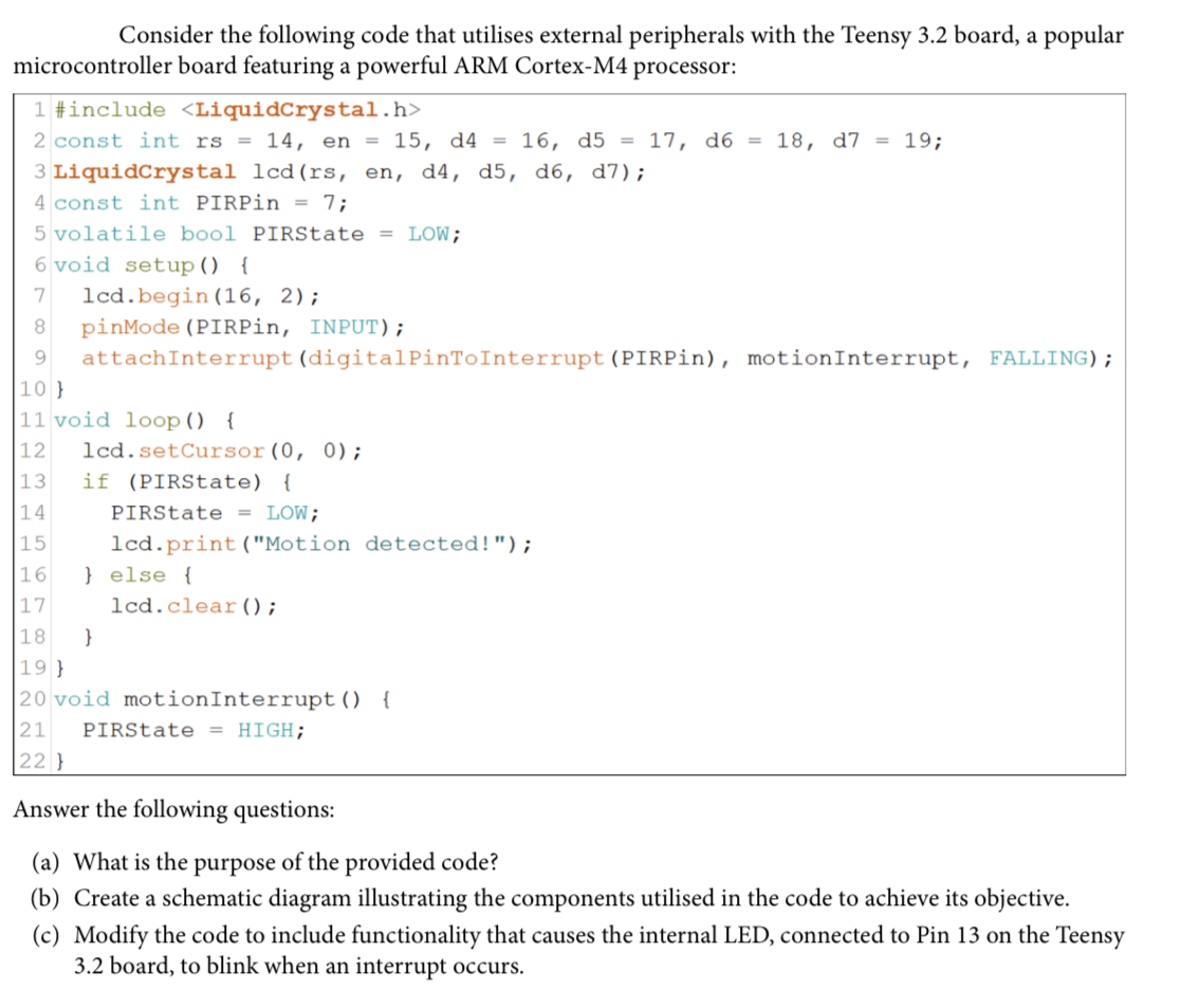 Solved Consider the following code that utilises external | Chegg.com