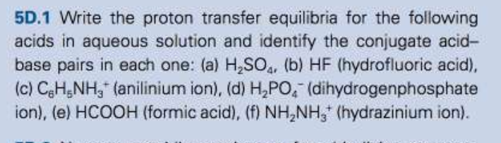 Solved 5D.1 Write the proton transfer equilibria for the | Chegg.com