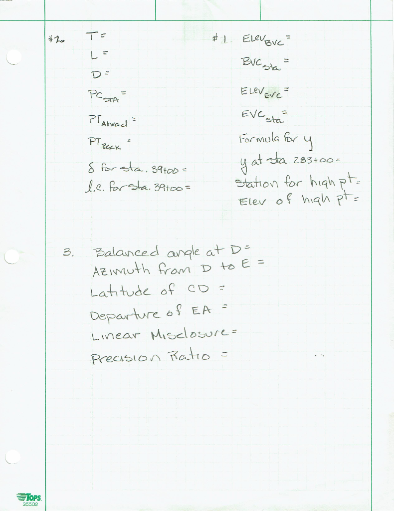 Solved eta Formula o PT at a 283+00 on Tor h Elev of ih p | Chegg.com