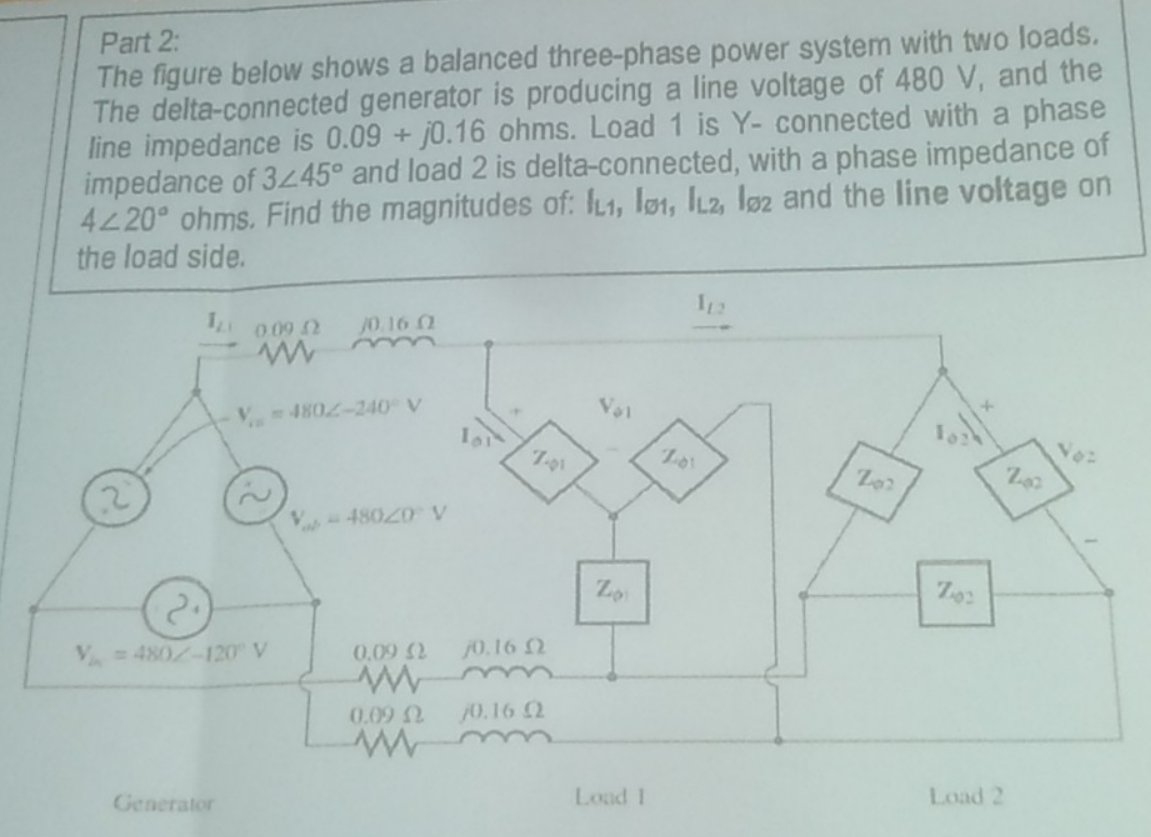 Solved Part 2: The figure below shows a balanced three-phase | Chegg.com