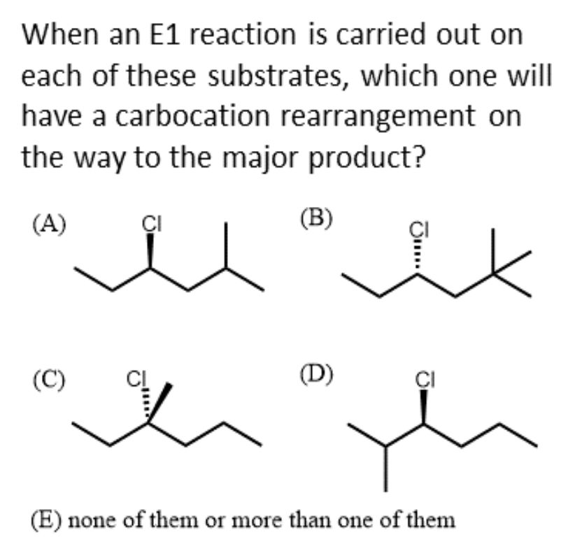 Solved When an E1 reaction is carried out on each of these | Chegg.com