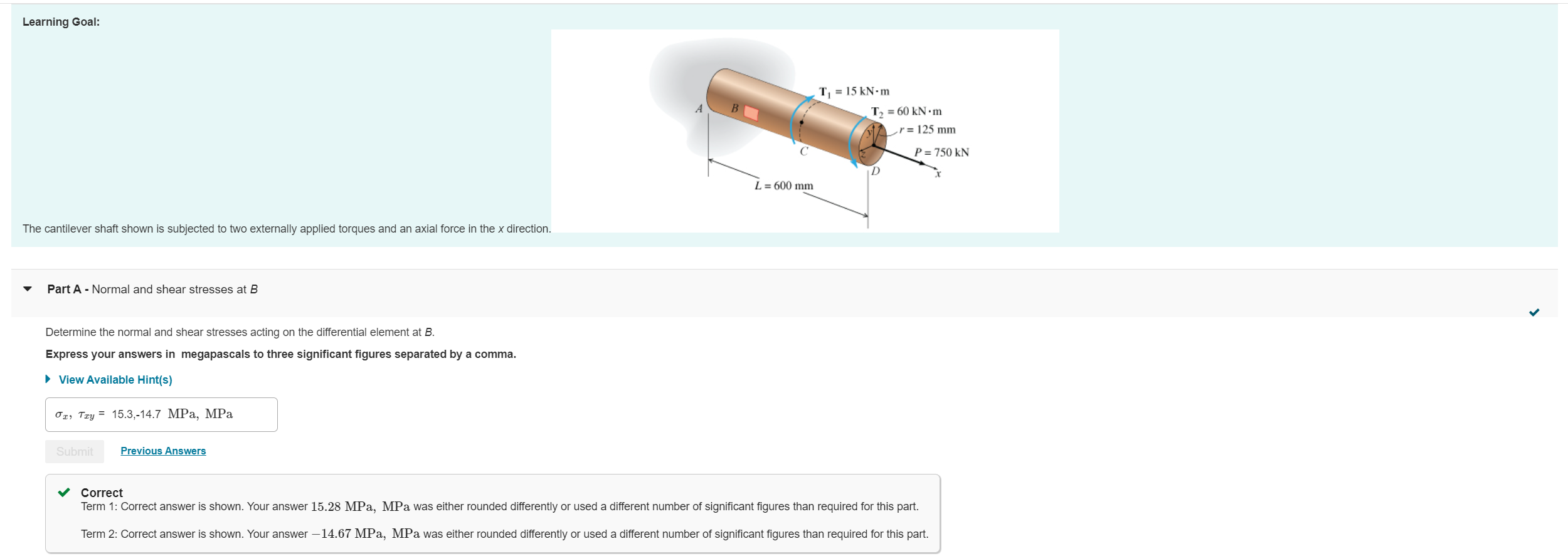 Solved Learning Goal: Part B - ﻿Construction of Mohr's | Chegg.com