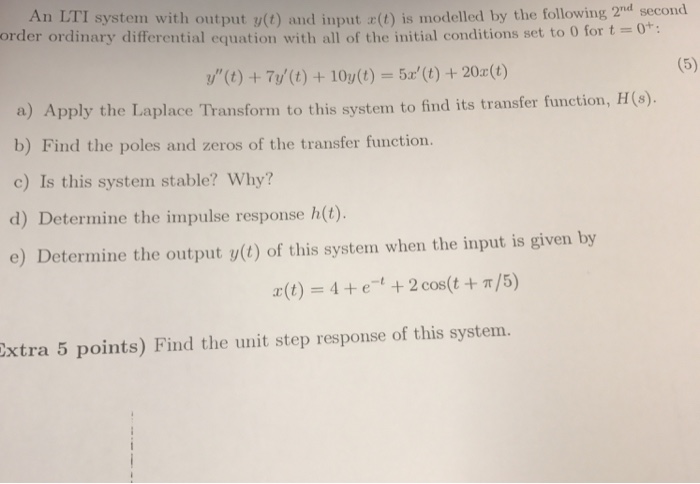 Solved An LTI system with output y (t) and input x (t) is | Chegg.com
