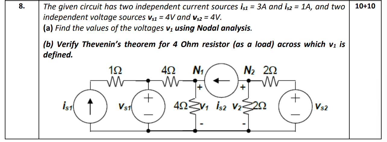 Solved The given circuit has two independent current sources | Chegg.com