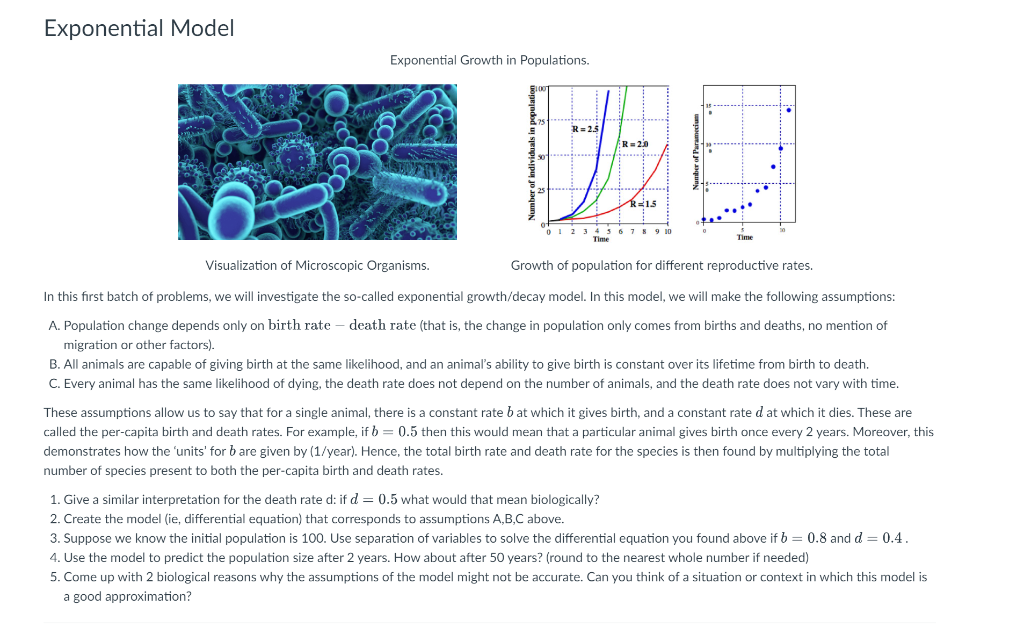 Exponential Model Exponential Growth in Populations. | Chegg.com