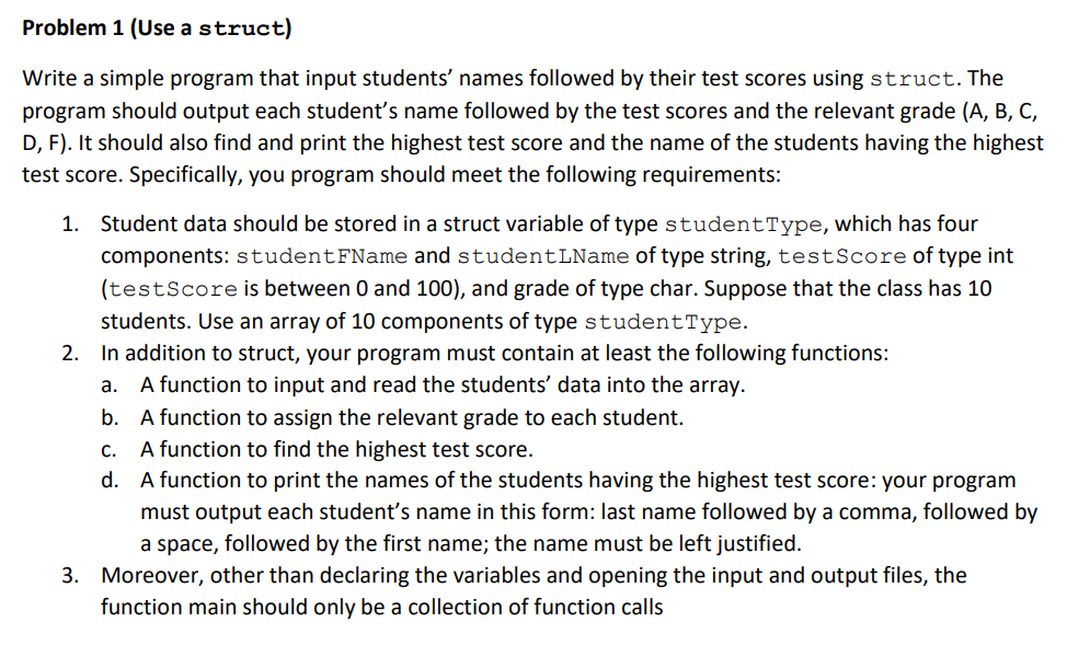 Solved Problem 1 Use A Struct Write A Simple Program That 2704