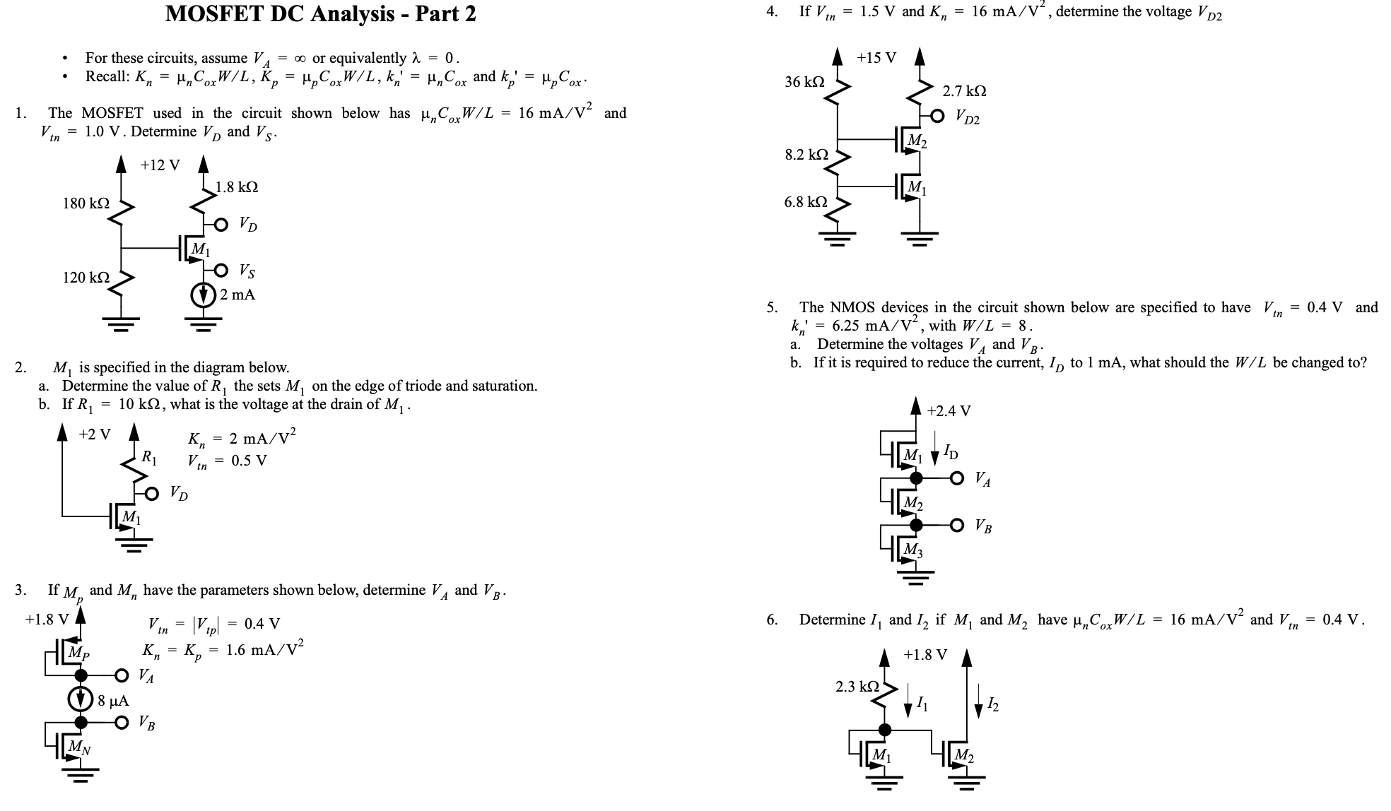 Show me ﻿the steps to ﻿solve step by ﻿step.MOSFET DC | Chegg.com