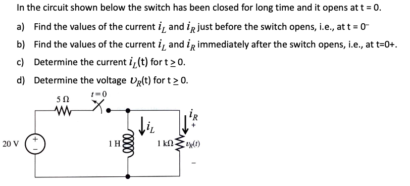 Solved In the circuit shown below the switch has been closed | Chegg.com