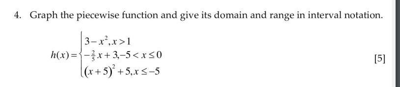 Solved 4. Graph the piecewise function and give its domain | Chegg.com