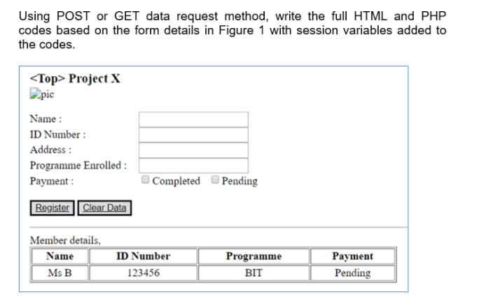 Solved Using POST or GET data request method, write the full | Chegg.com