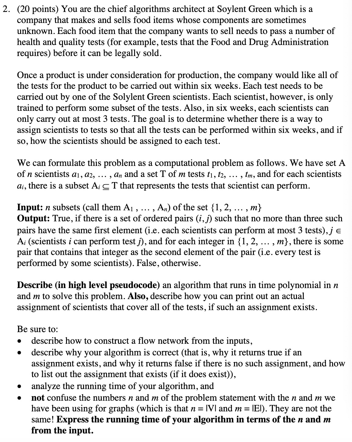 Solved (20 points) You are the chief algorithms architect at | Chegg.com