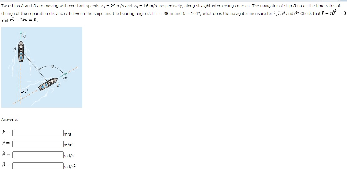 Solved Two ships A and B are moving with constant speeds VA | Chegg.com