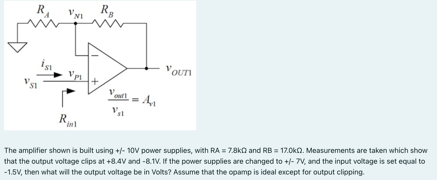 Solved The amplifier shown is built using +/−10 V power | Chegg.com