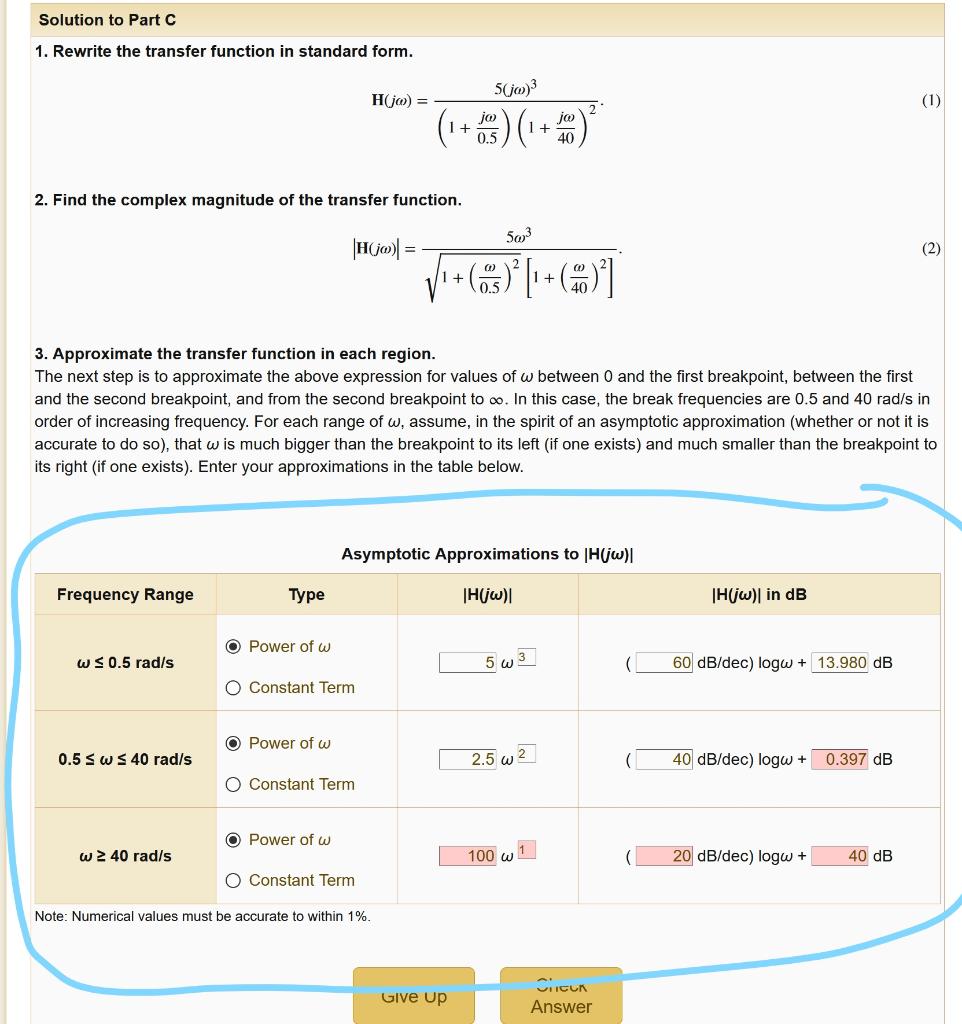 Solved Solution to Part C 1. Rewrite the transfer function | Chegg.com