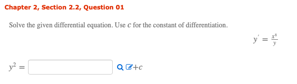 Solved Chapter 2, Section 2.2, Question 01 Solve the given | Chegg.com