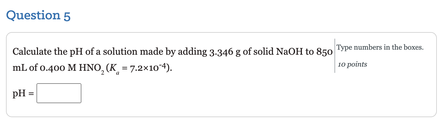 Solved Calculate the pH of a solution made by adding 3.346 g | Chegg.com