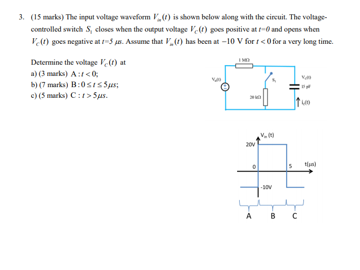 Solved The input voltage waveform (Vin) t in is shown below | Chegg.com