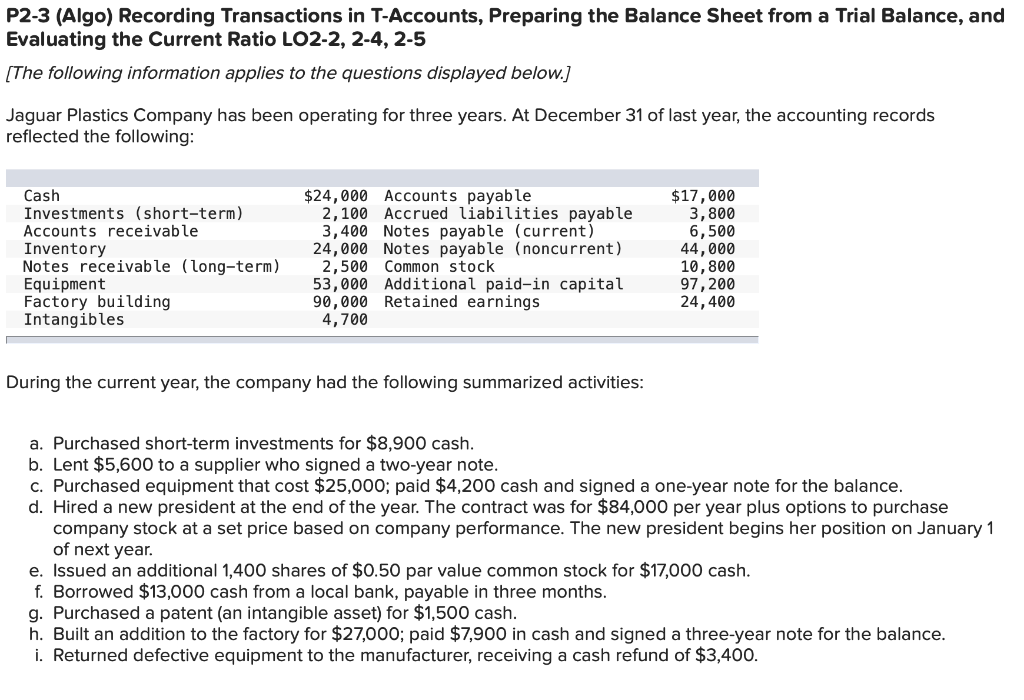Solved P2-3 (Algo) Recording Transactions in T-Accounts, | Chegg.com