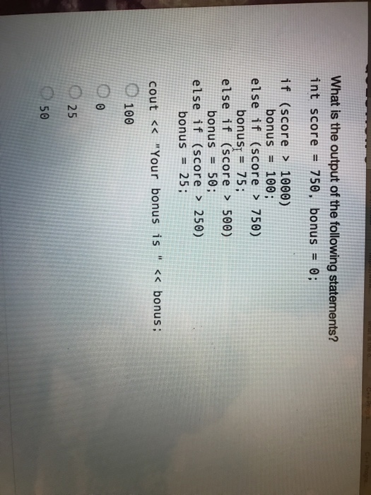 Solved What is the output of the following statements? int | Chegg.com