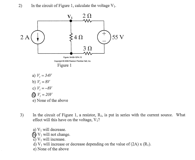 Solved 2) In the circuit of Figure 1, calculate the voltage | Chegg.com