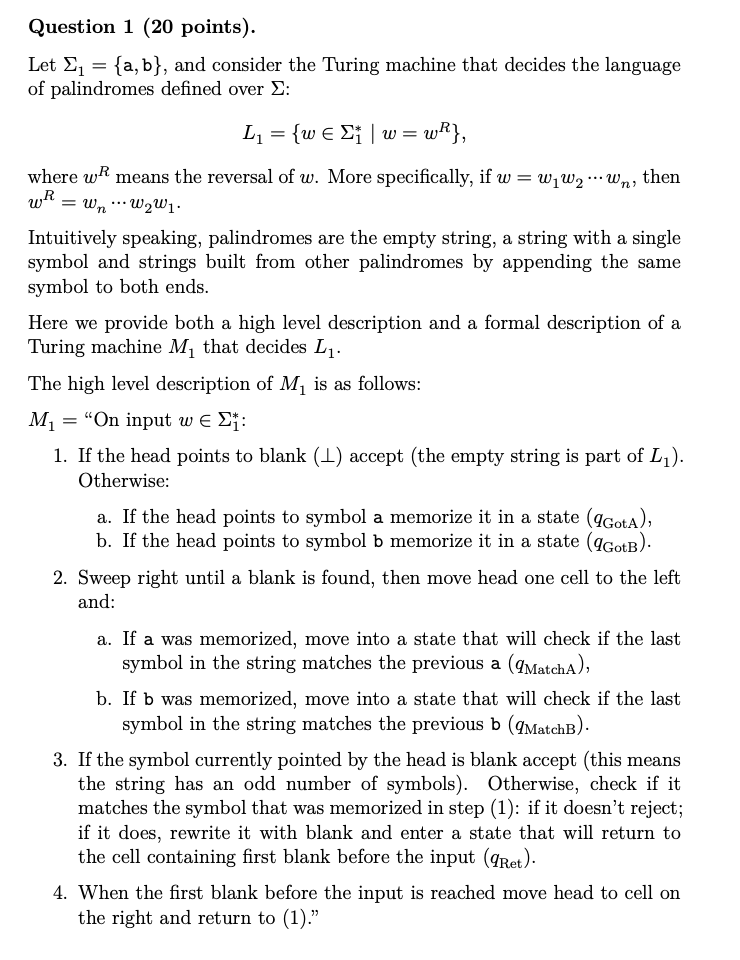WR Question 1 (20 points). Let £1 = {a, b}, and | Chegg.com