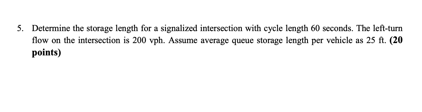 [Solved]: Determine the storage length for a signalized int