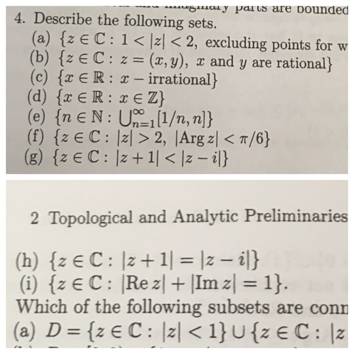 Solved Any palUS are bounded 4. Describe the following sets. | Chegg.com