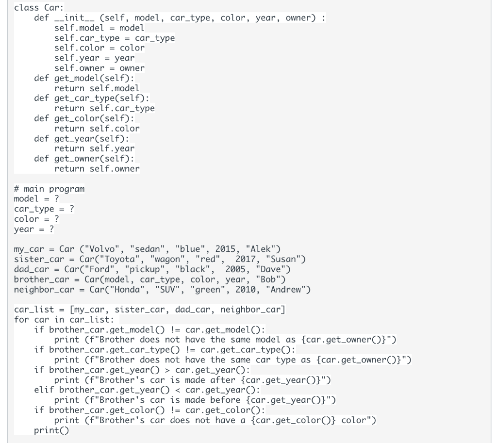 Solved Problem 4 Classes. Read the problem and answer the | Chegg.com