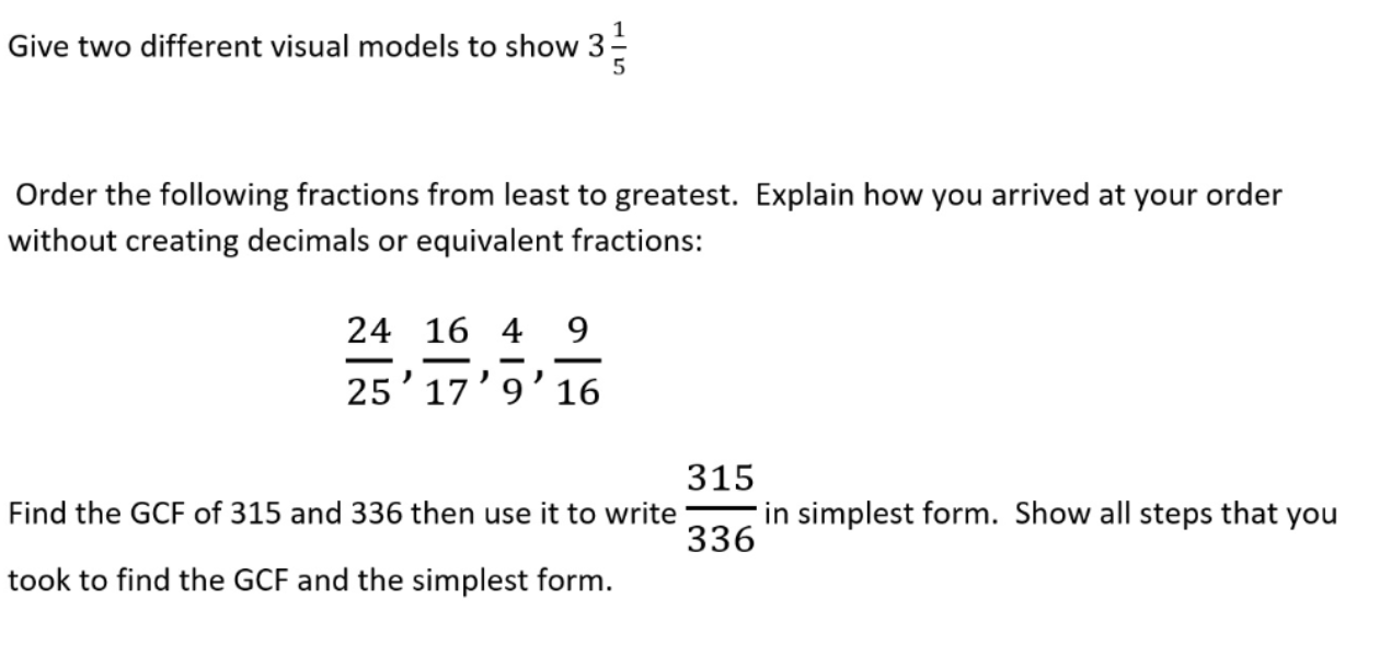 Solved Give two different visual models to show 3 5 Order | Chegg.com