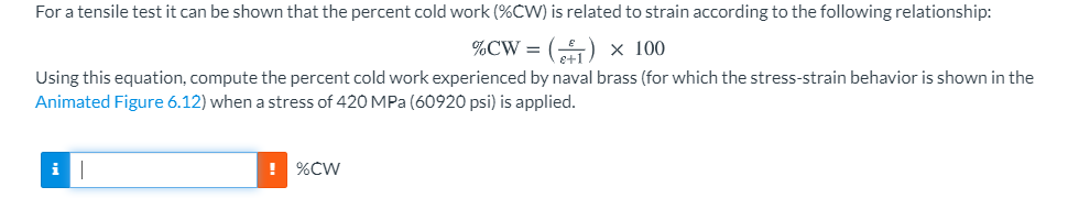 For a tensile test it can be shown that the percent | Chegg.com